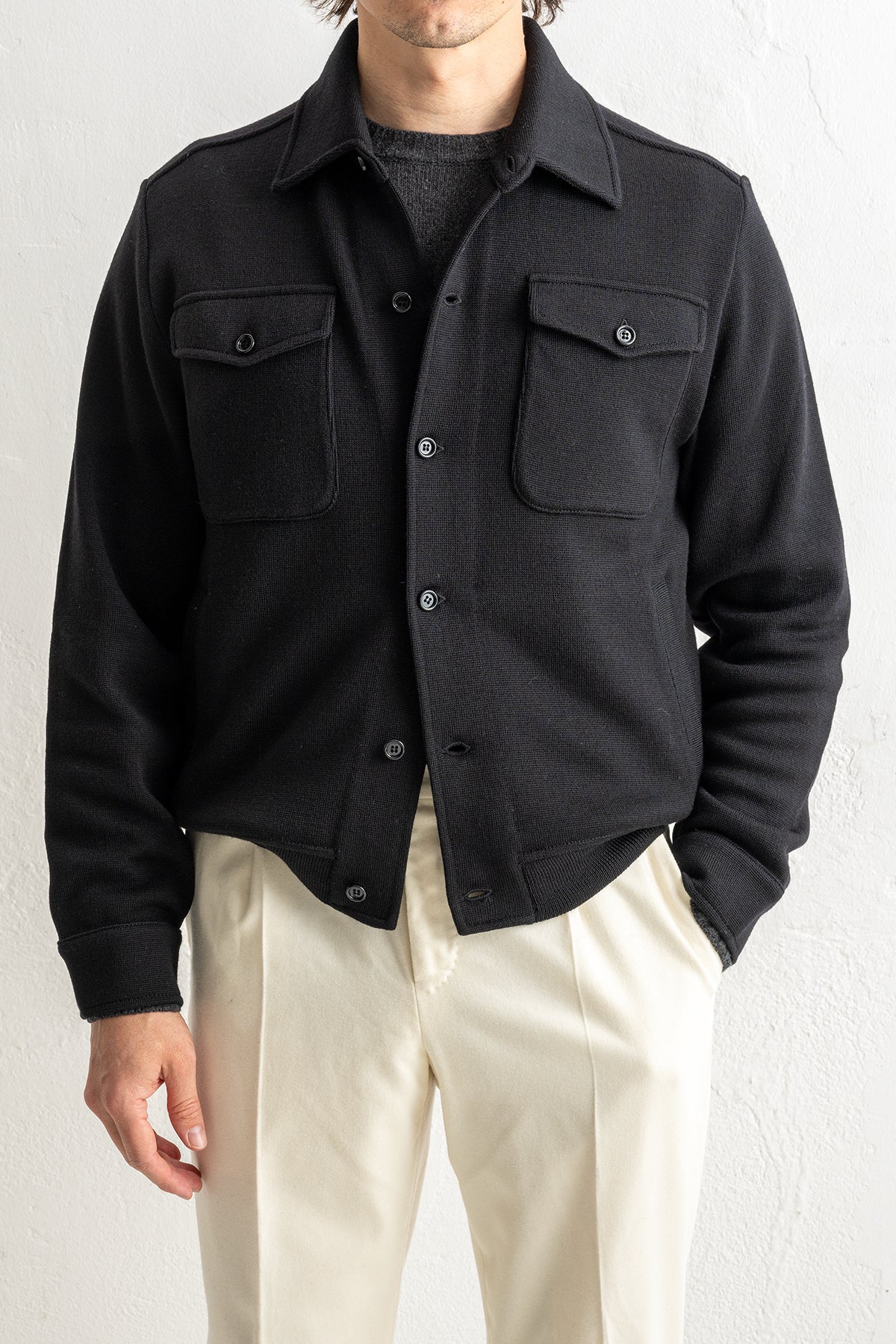 Luxury Wool Knitwear Bomber Jacket Black – Jupiter